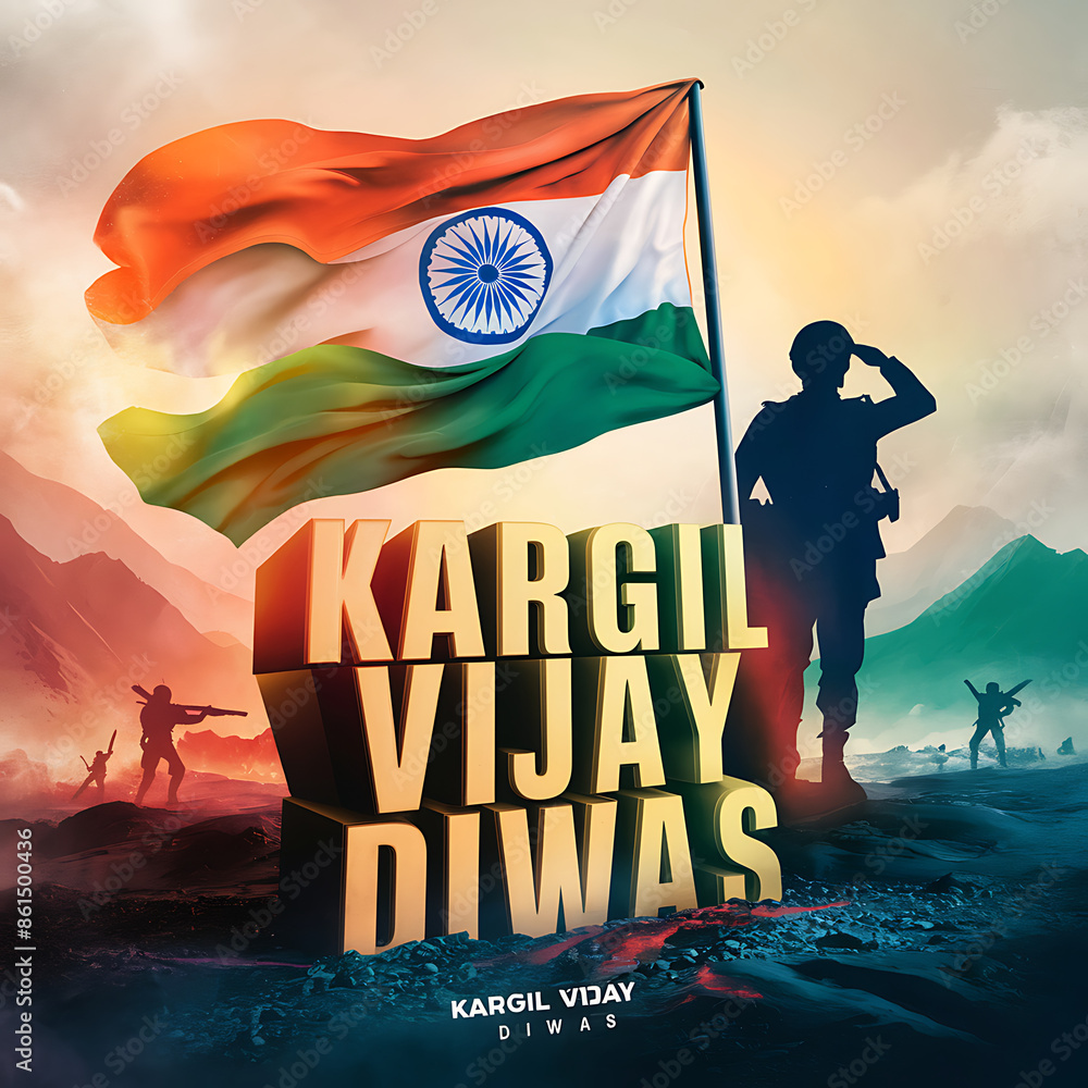 Ilustración de Stock Kargil Vijay Diwas, indian army silhouette, Kargil ...