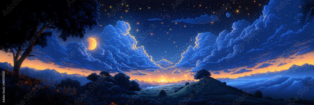 starry night sky background,pixel art,16-bit style Stock Photo | Adobe ...