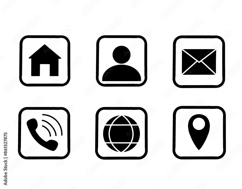 CV Contacts Icon Set, Business Card Symbols Stock Illustration | Adobe ...