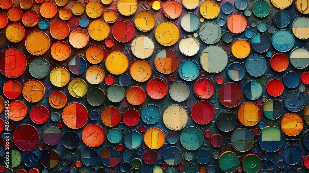 This image features an assortment of colorful circular patterns, each ...