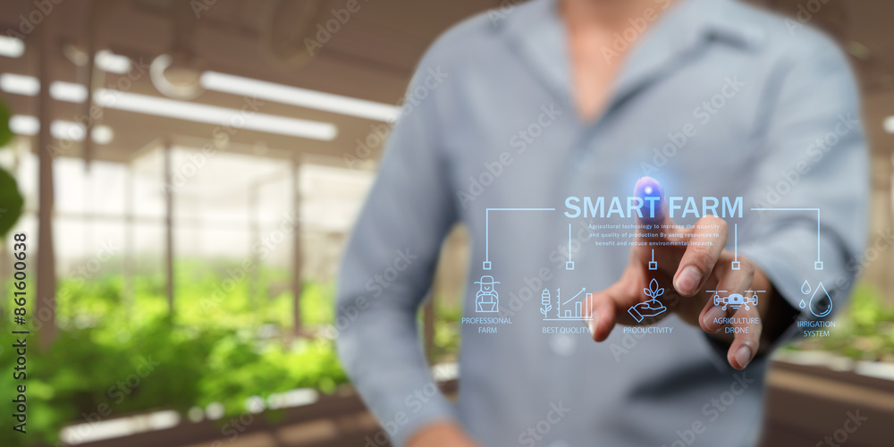 Smart Farm UI hologram system control, maintenance, displaying growth ...