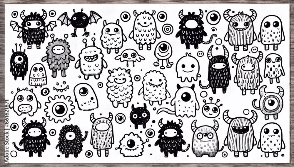 Cartoon big set of various monsters. The monsters are of different ...