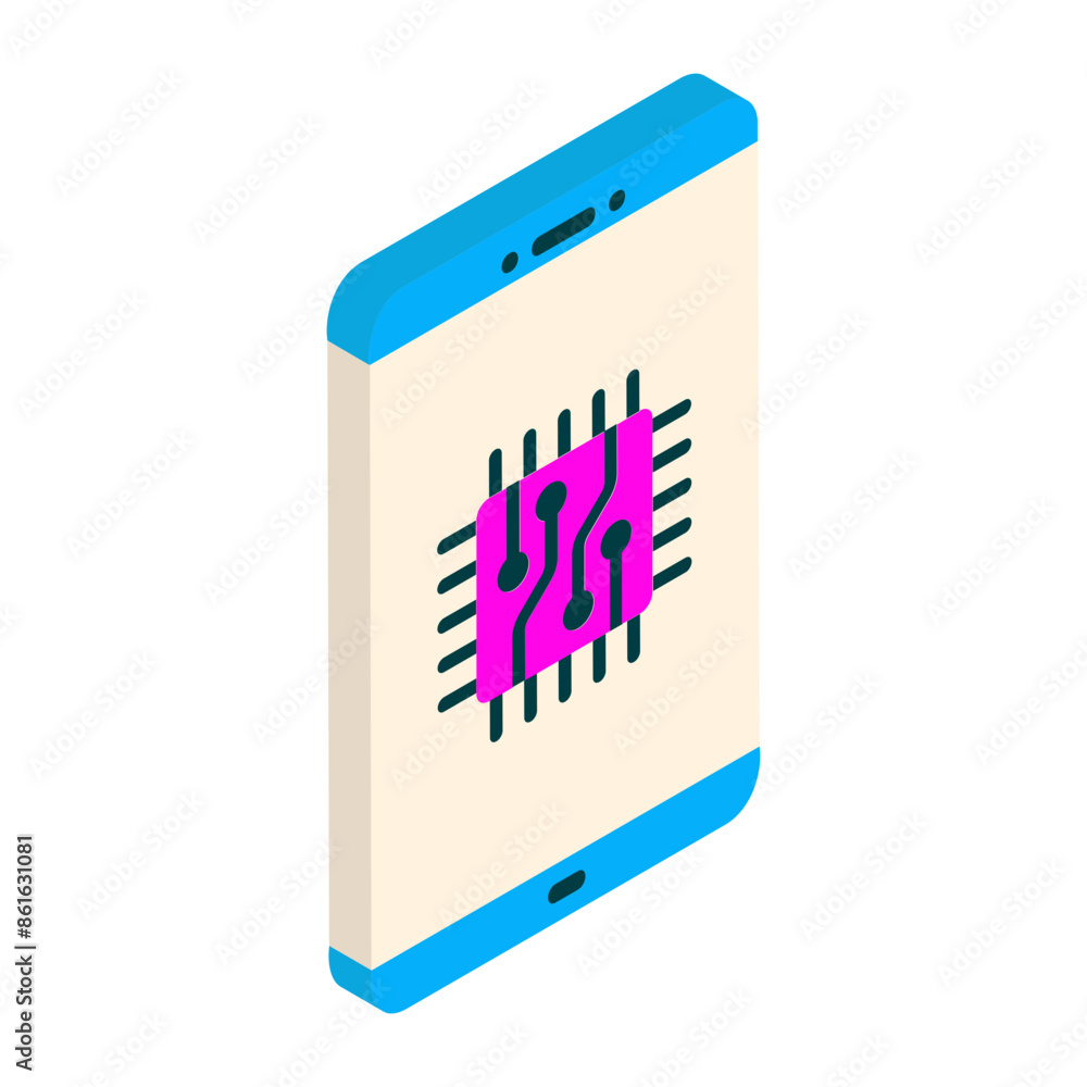 Vector de Stock complex computing tasks mobile AI processor isometric ...