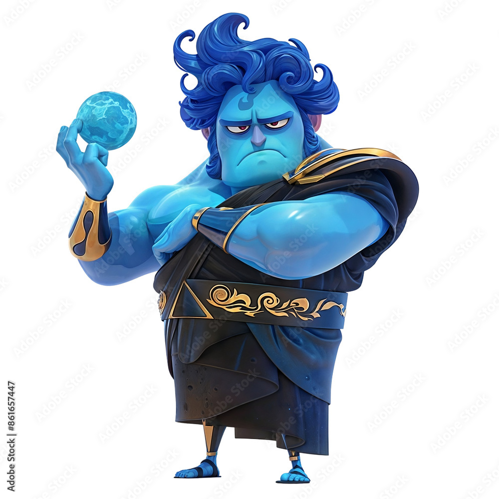 Cute Olympic god Hades holding the planet Pluto on transparent ...