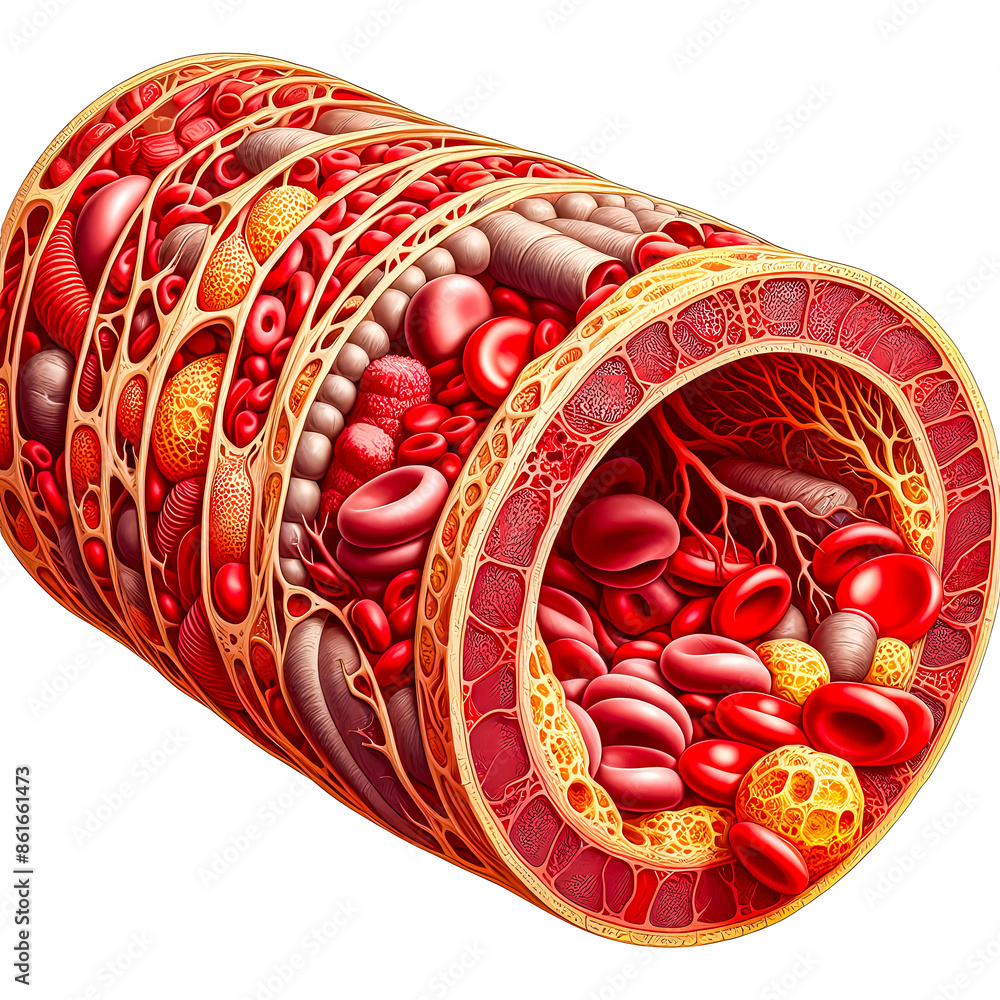 Anatomical vector illustration showing cross section of human blood ...
