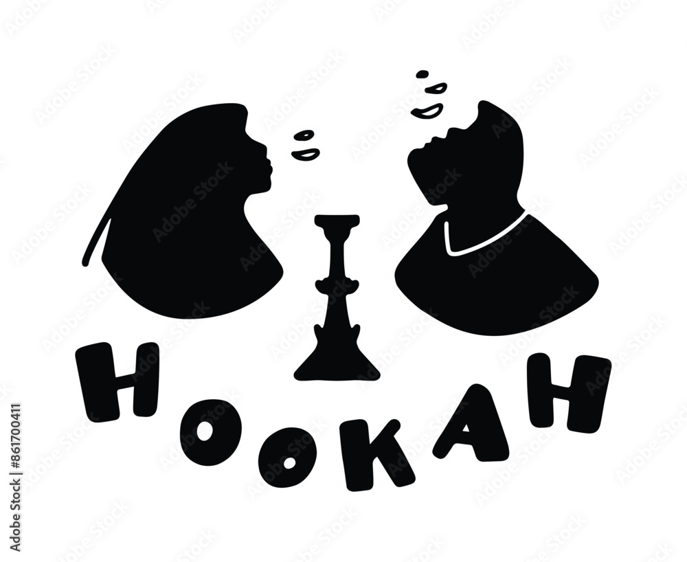 ПечатьSilhouettes of a man and a woman. Characters exhale puffs of ...