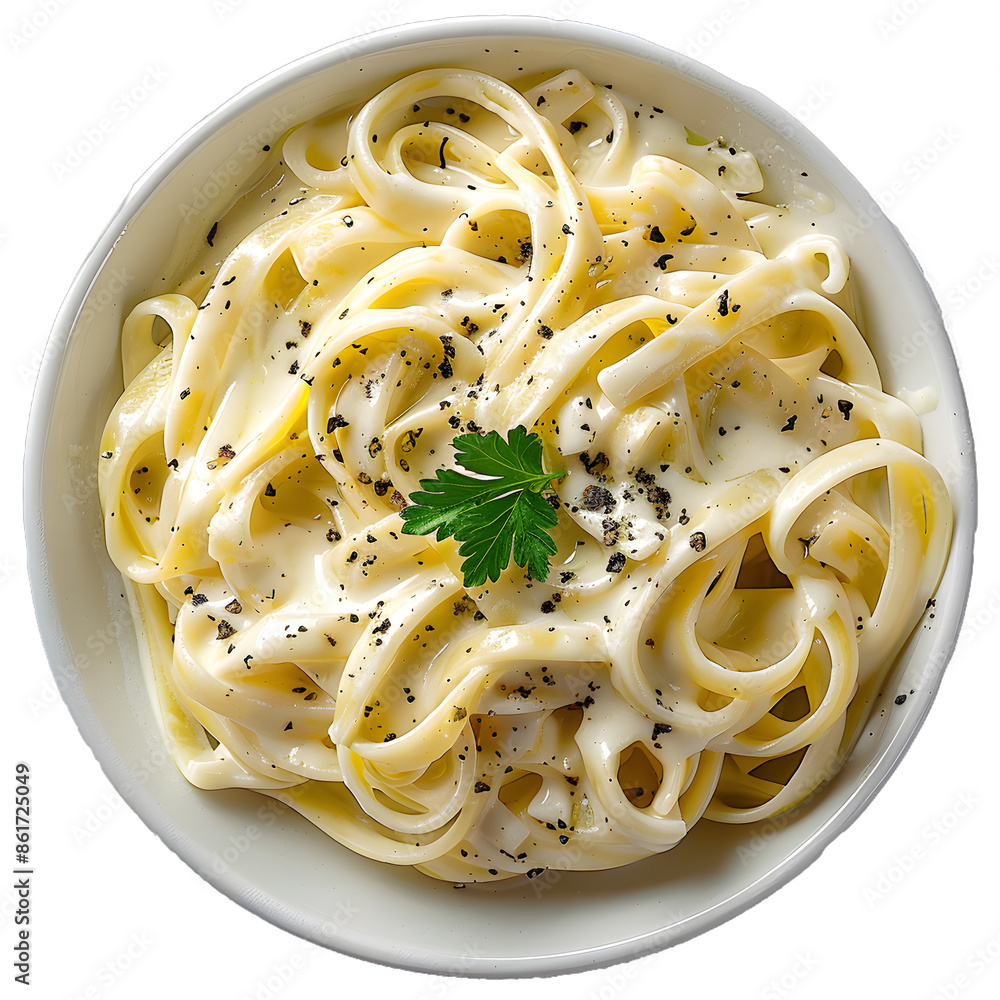 [Transparent Background PNG]Fettuccine Alfredo pasta with pepper in ...
