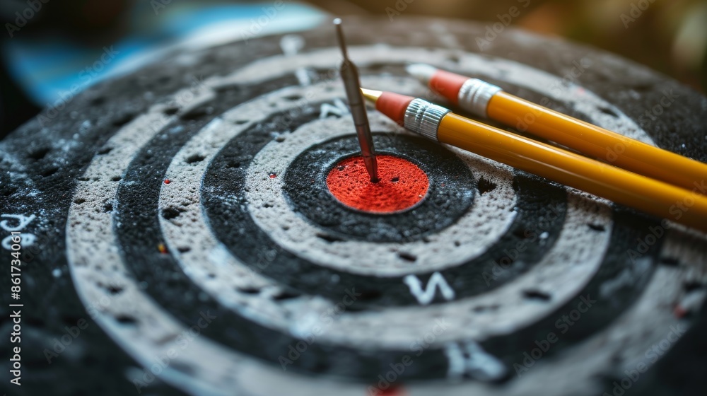 set goals for work. dart aiming at the target center business. goal ...