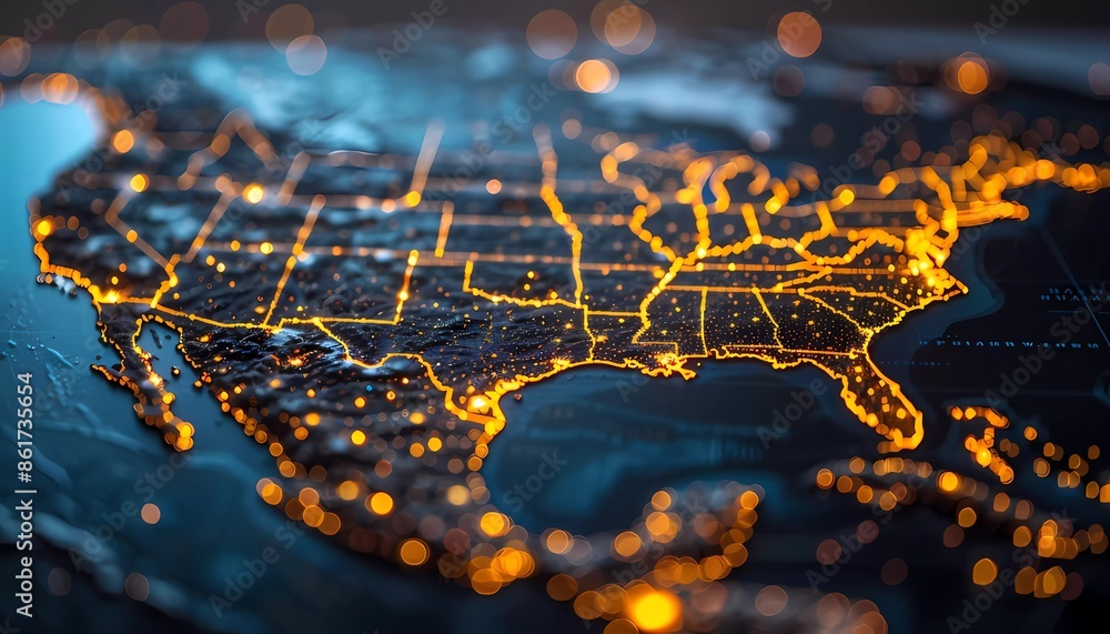 Silicon Valleys of the North, map of North America highlighted with ...