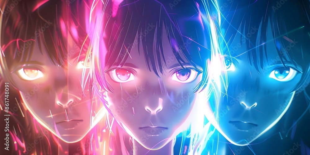 Concentration lines in three styles transition into a manga anime world ...