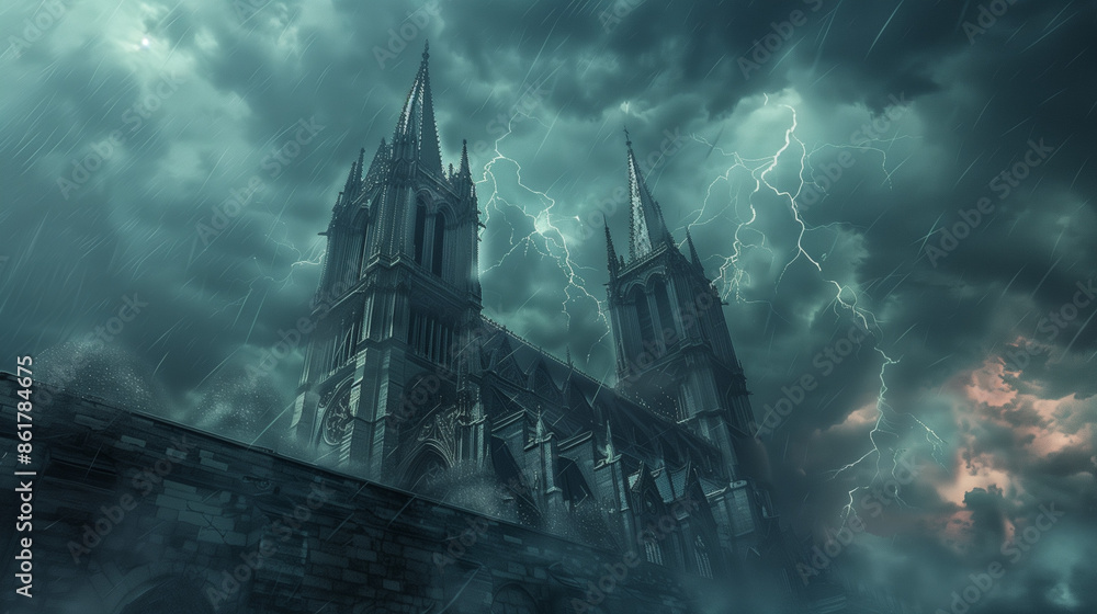 During a storm, Gothic cathedrals reveal a dramatic combination of ...
