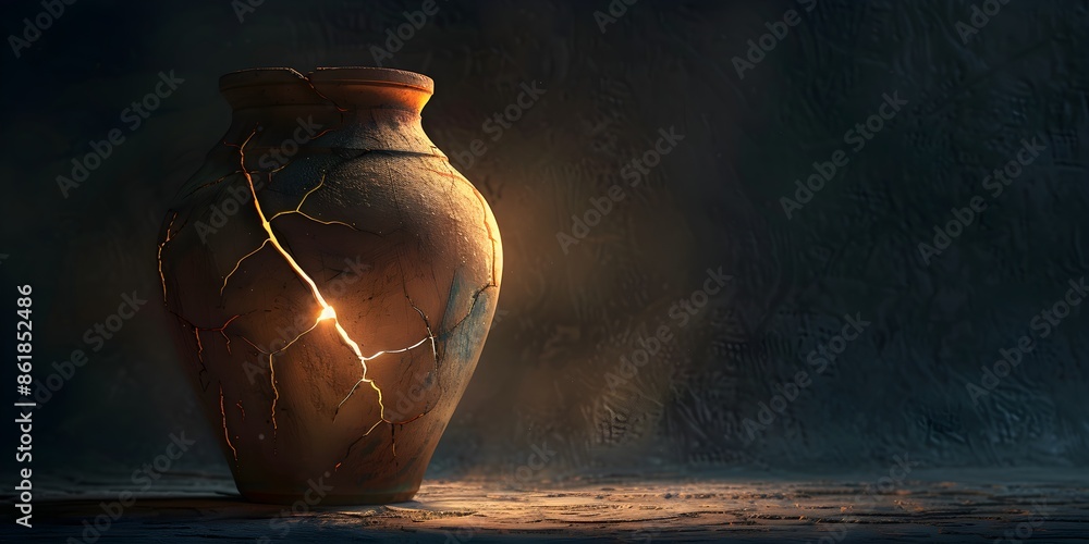 ANcient Jar of Clay with Cracks and Breaks Alluding To and Illustrating ...