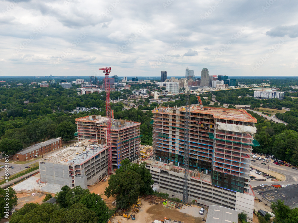 Daytime Drone Images of Highrise Construction and the Skyline in ...