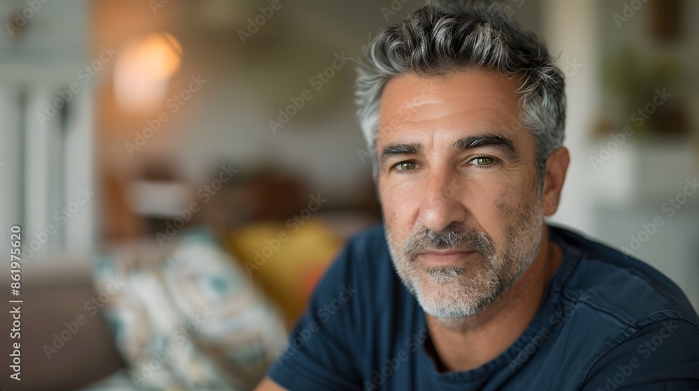 Smiling Israeli Man at Home with Green Eyes and Natural Light Stock ...