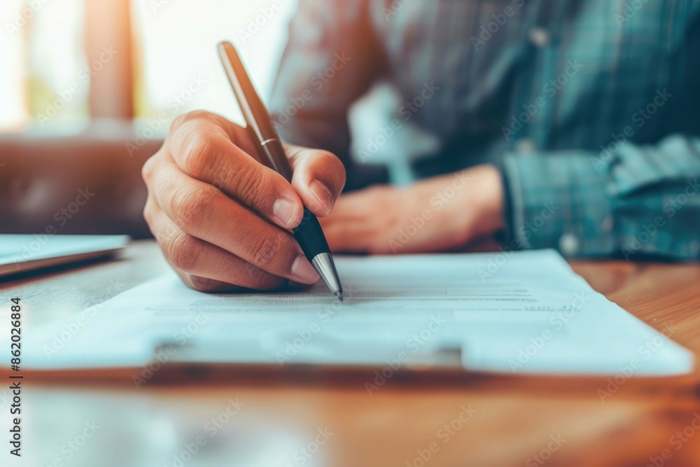 Man customer signing car document contract agreement, successful car ...