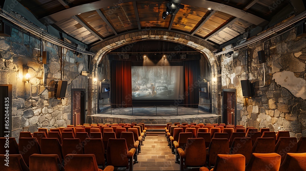 vintage cinema with original stone detailing restored to its former ...