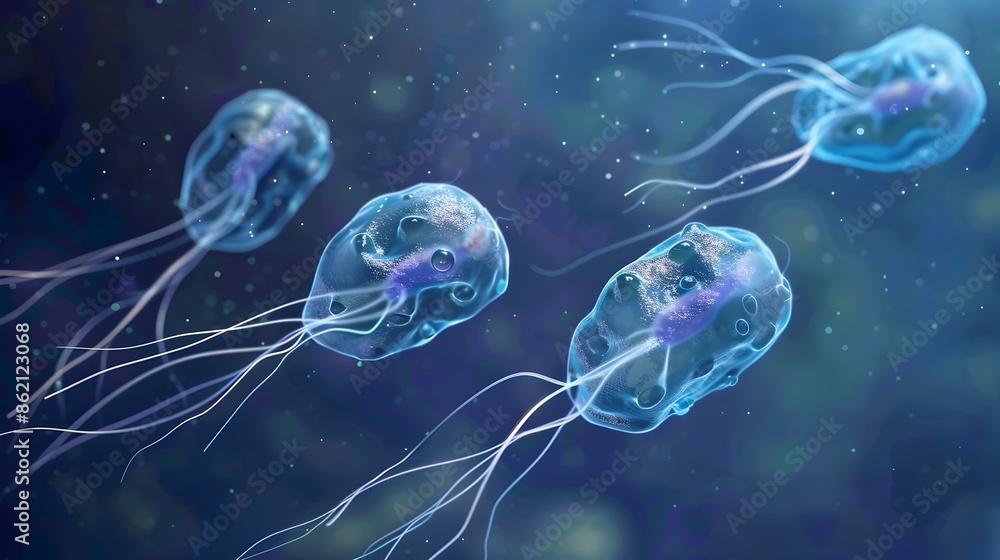 Microscopic View of Giardia Parasite Causing Intestinal Infection and ...