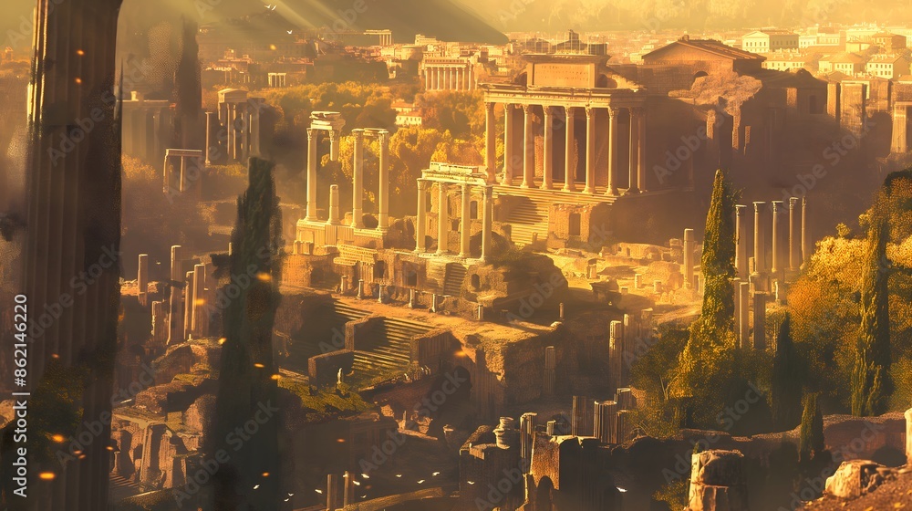 2. Design a panoramic view of the Roman Forum, with its ancient ruins ...