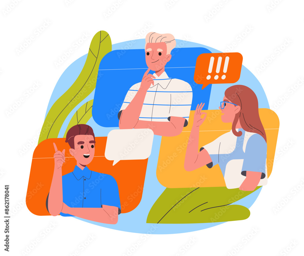 Soft skills concept. Communication with colleagues and partners. People ...