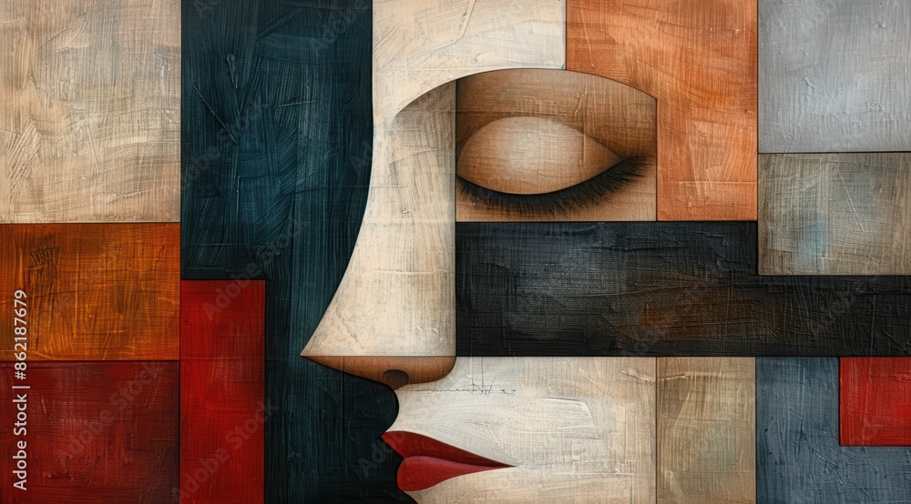 abstract cubist portrait painting Stock Illustration | Adobe Stock