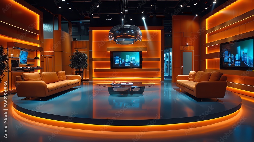 profesional tv studio elegant room green screen, CGI, masking, template ...