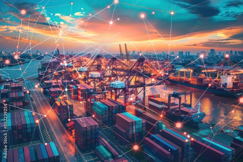 Illustration of a Complex Global Supply Chain Network Interconnecting ...