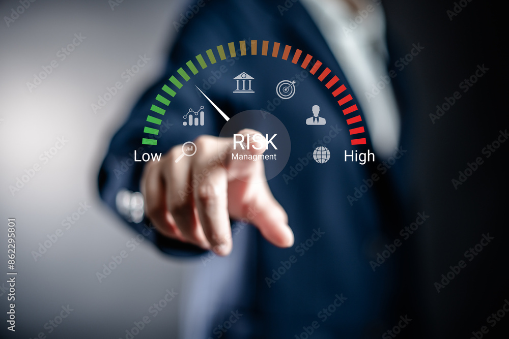 Businesswoman analyzing risk and opportunities to planning business via ...