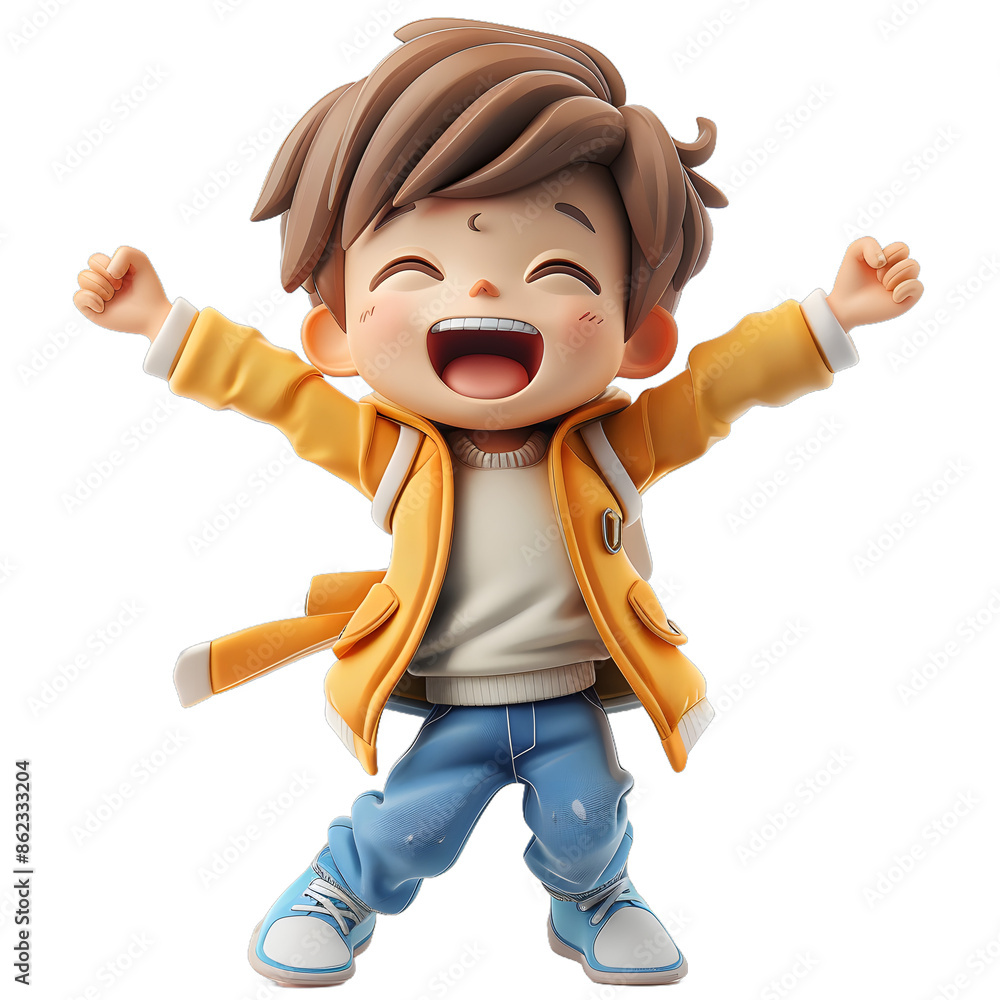 [Transparent Background PNG]Happy Cartoon Boy Character 3D Illustration ...