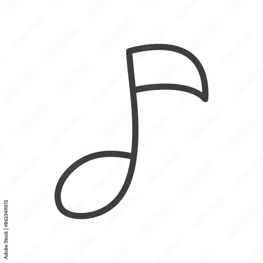 Cute musical note icon. Hand drawn monochrome illustration of a musical ...