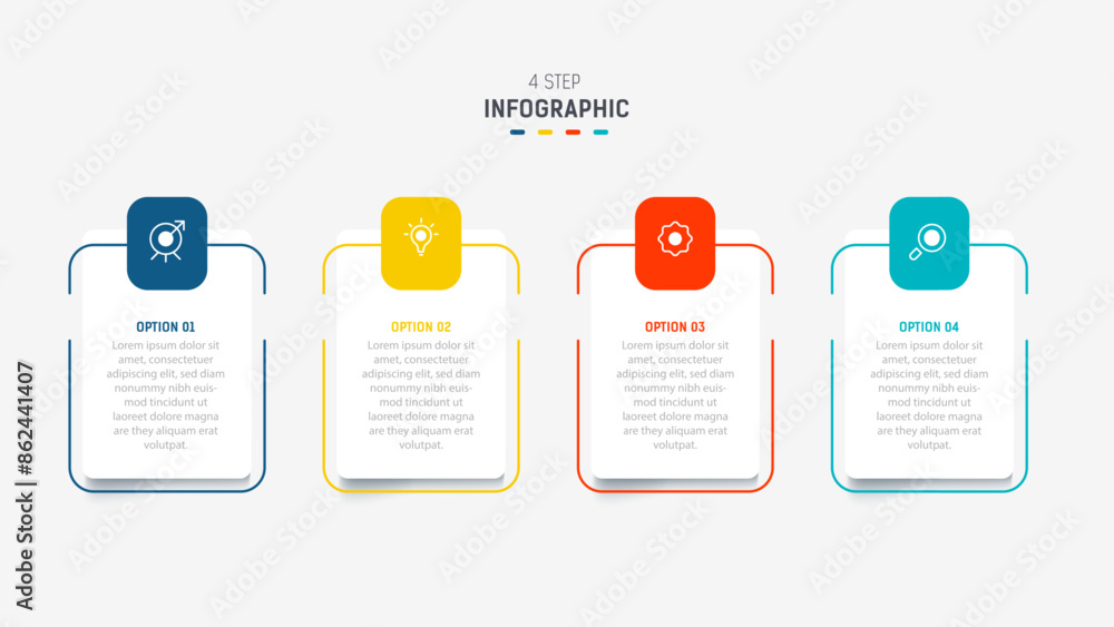 Three Step Infographic label design Vector template with line icons ...