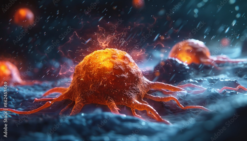 Microscopic images of cancer cells, highlighting their structure and ...