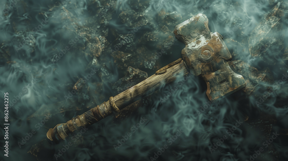 An ancient fantasy hammer, based on the appearance of a medieval weapon ...