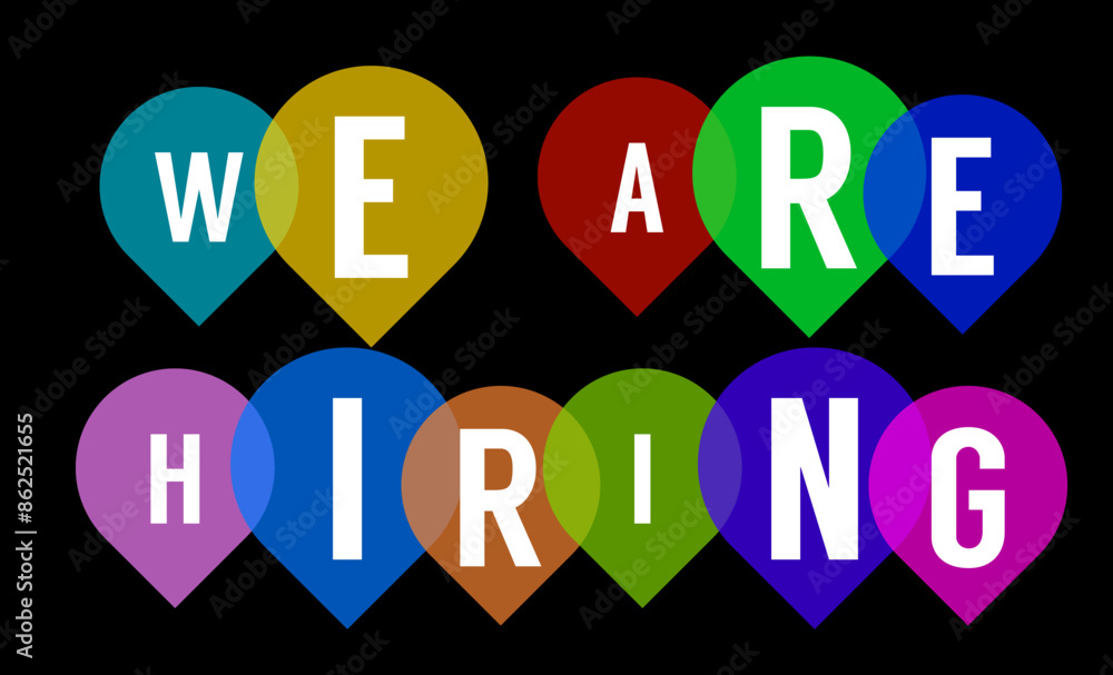 We are hiring minimalist color icons notification poster template on a ...