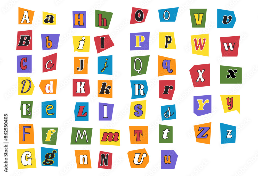 Vector newspaper cut random letters isolated on white background ...