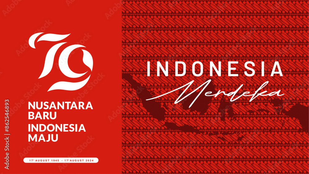 Exclusive 79th Independence day of Indonesia background with official ...