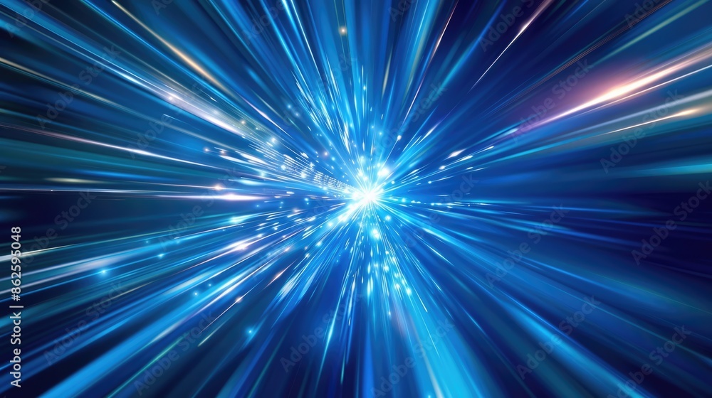 Zoom Abstract. Blue Radial Lines Geometric Background with Star ...