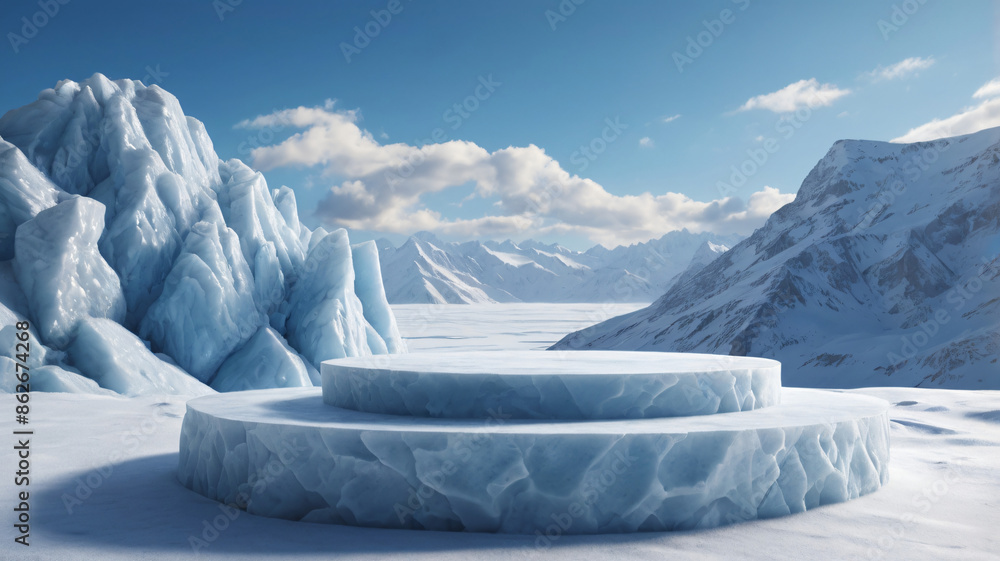 Cool Arctic Podium for Product Presentation in an Icy Cave Landscape ...