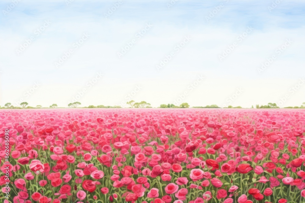 Rose field nature backgrounds landscape. Stock Illustration | Adobe Stock
