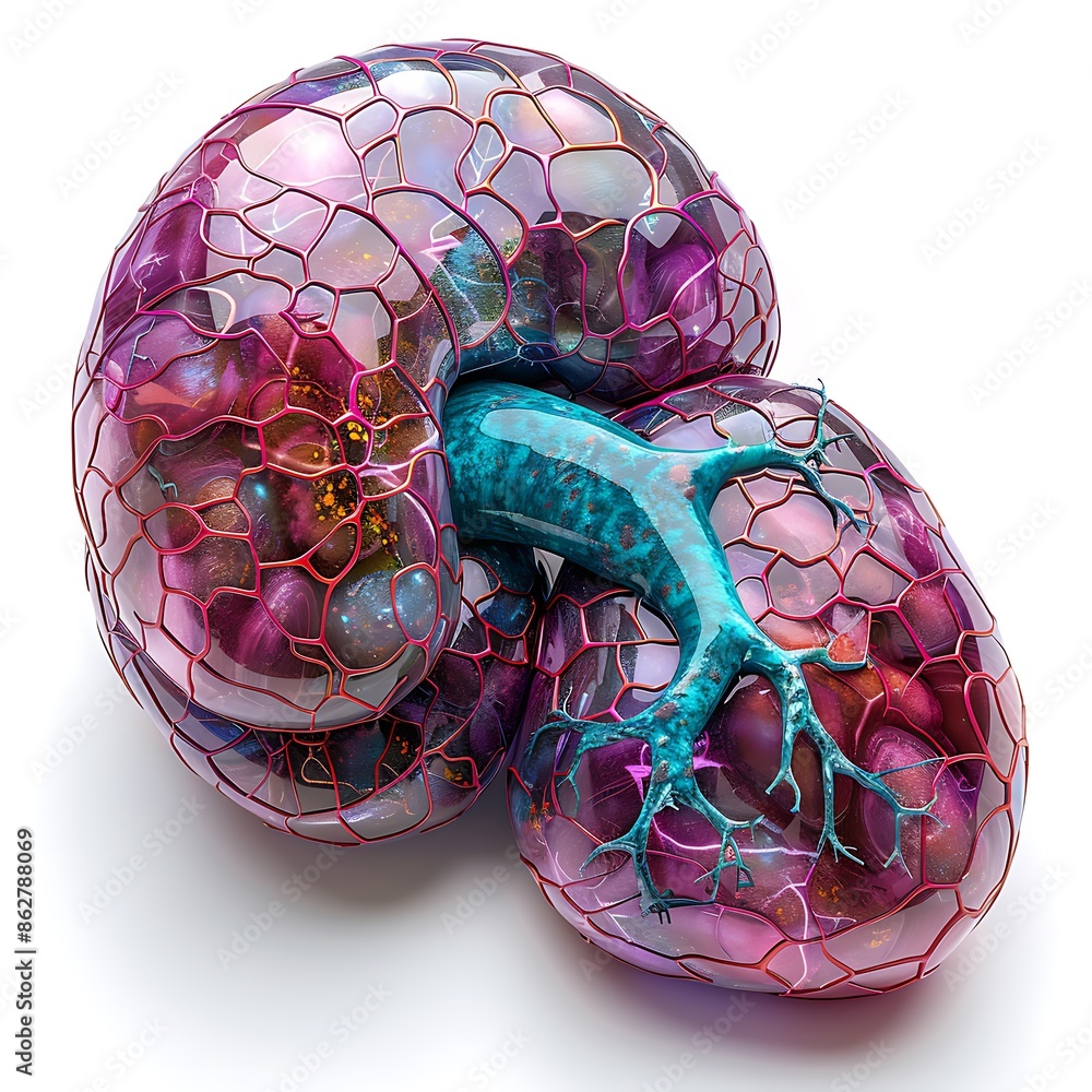 Journey through 3D spleen model Picture spleen magenta organ a smooth ...