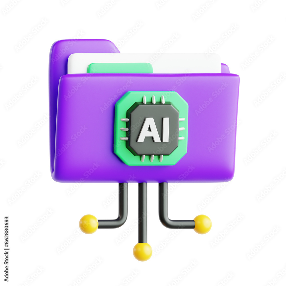 folder document file sharing with Ai artificial intelligence 3d icon ...