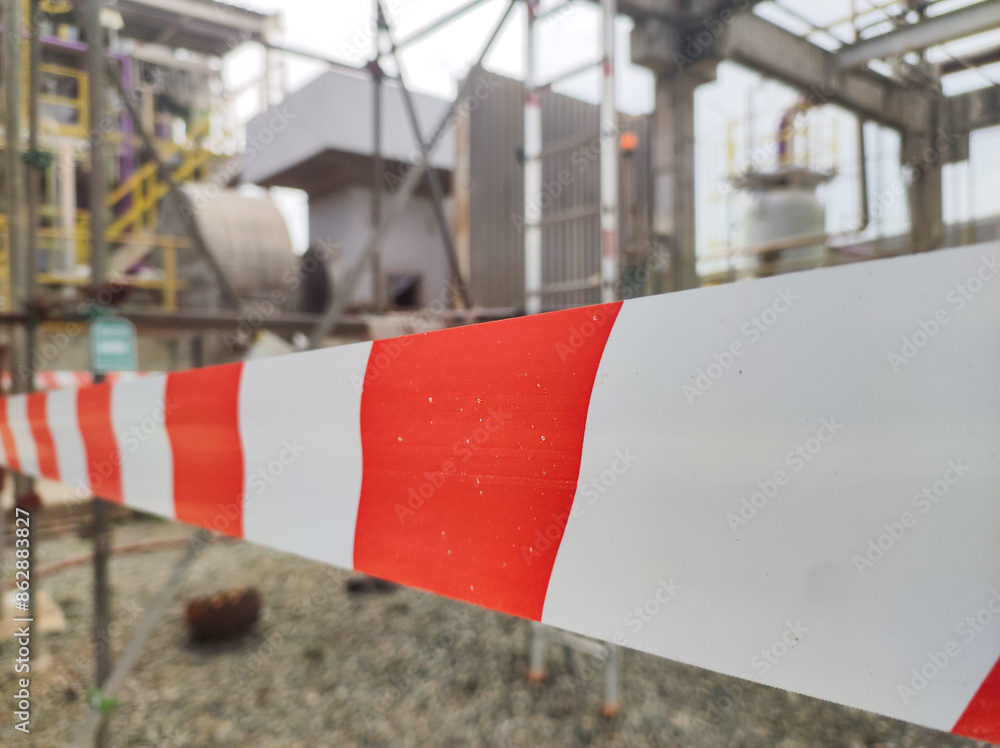 Tap red white color warning barrier safety hazard caution stop line ...