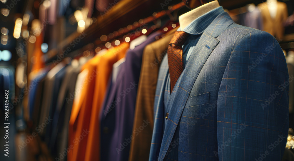 luxury men's suits in the store, with mannequins wearing neckties and ...