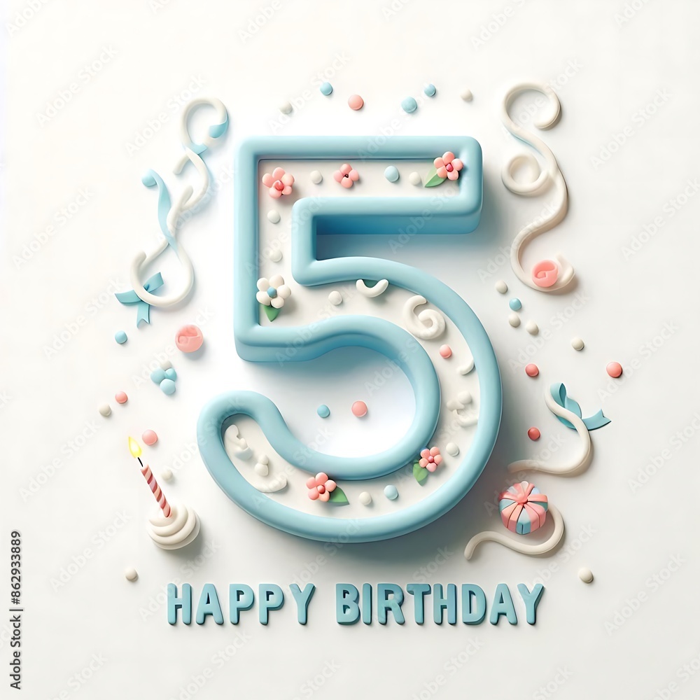 Birthday card on white background. Birthday cake with cream in the ...