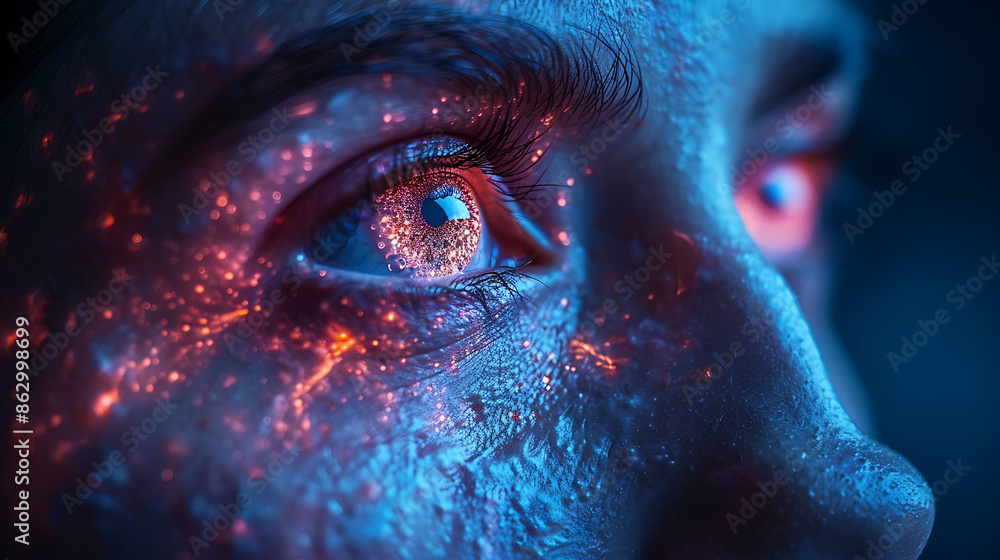 Man basal cell carcinoma glowing depiction of skin showing abnormal ...