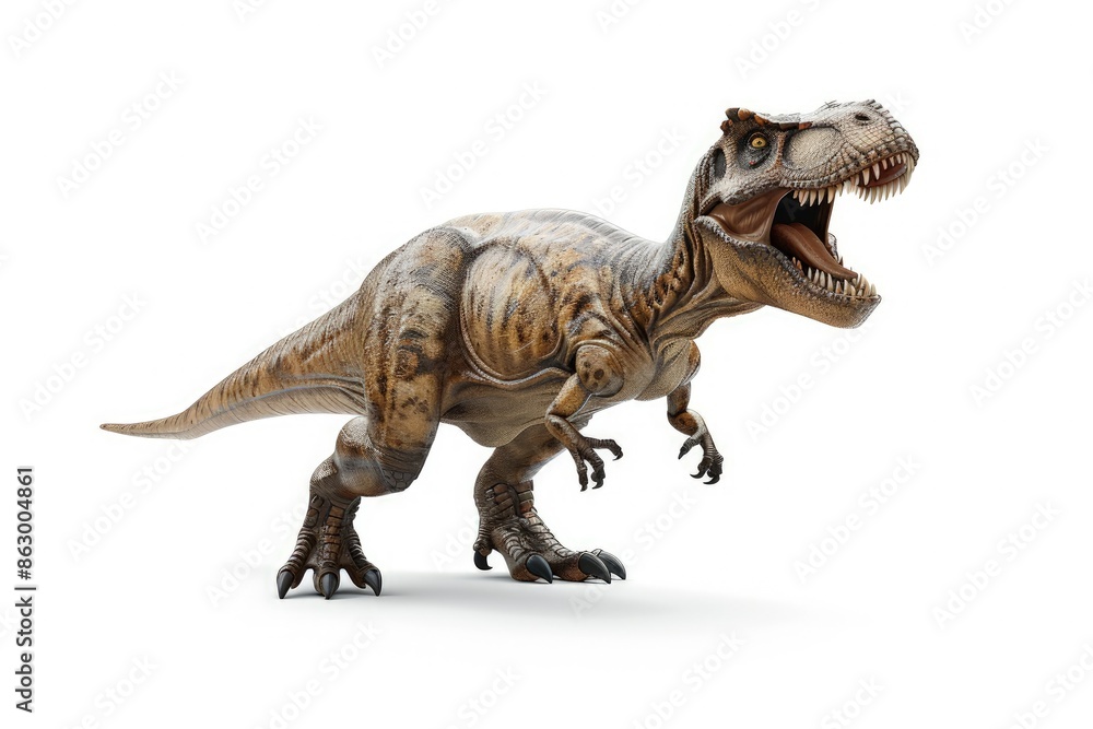angry tyrannosaurus rex dinosaur isolated on white Stock Photo | Adobe ...