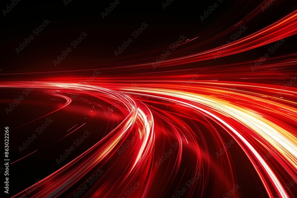 Abstract red lines depict the speed of the road in red. Red light ...