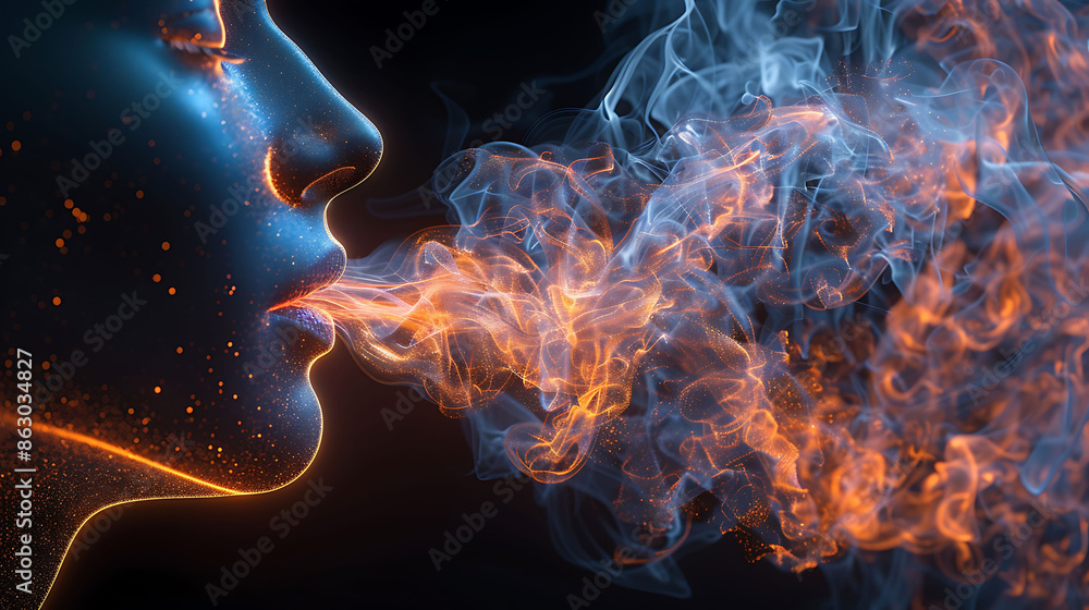 Lung health visualization Person sleep apnea glowing depiction of the ...