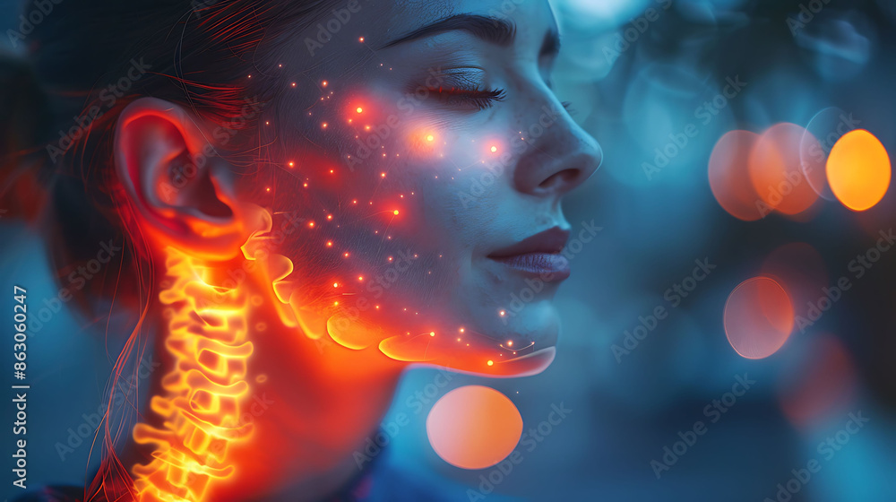 Spinal health visualization Woman tethered spinal cord syndrome glowing ... Spinal health visualization Woman tethered spinal cord syndrome glowing ...