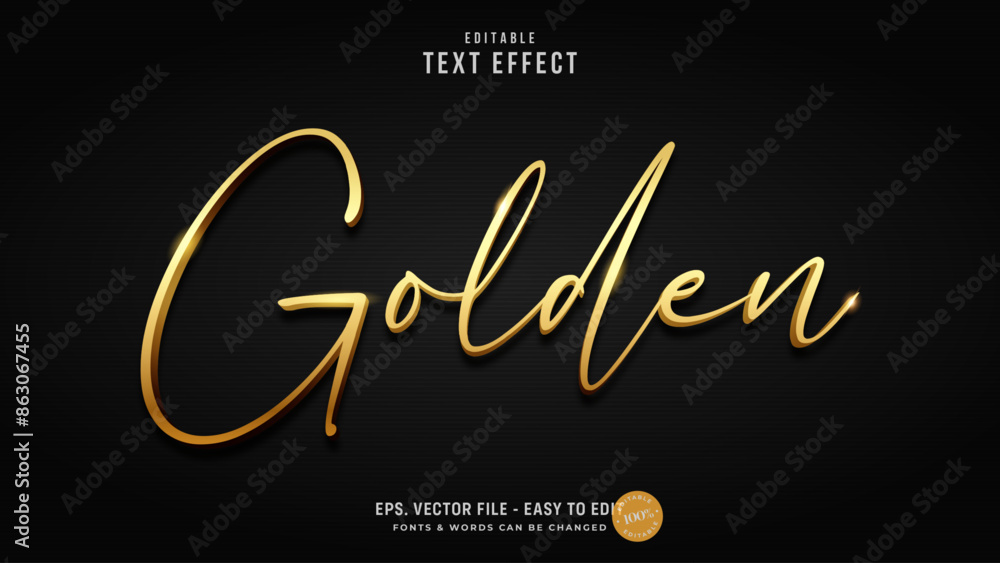 Luxury gold script editable text effect, elegant gold style Stock Vector | Adobe Stock
