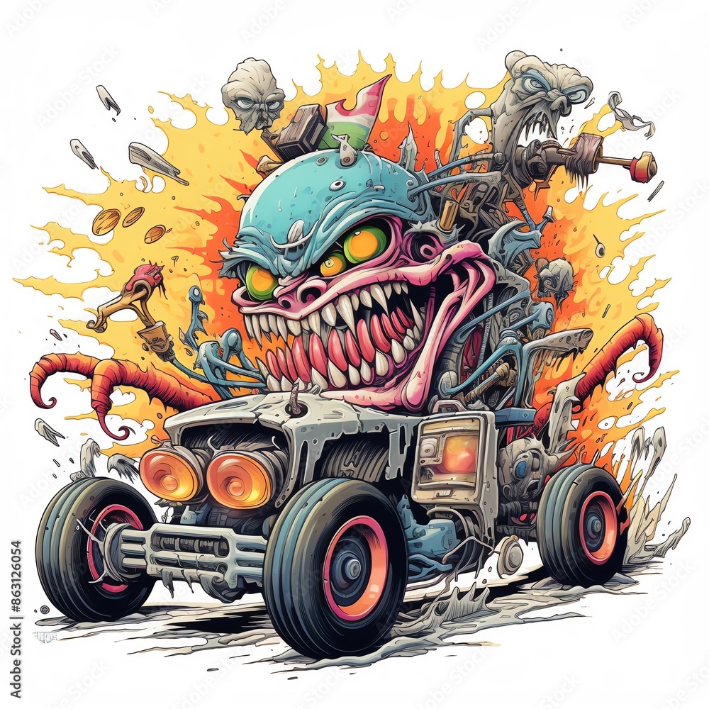 Illustration Stock Mad Max Fury Road meets Mars Attacks. Cartoon ...